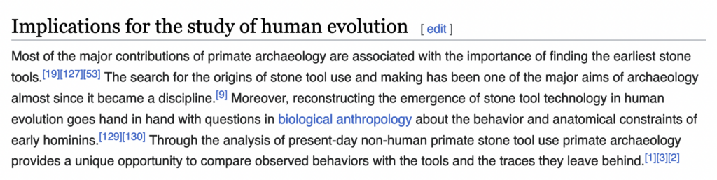 Writing the book on primate archaeology – Wiki Education